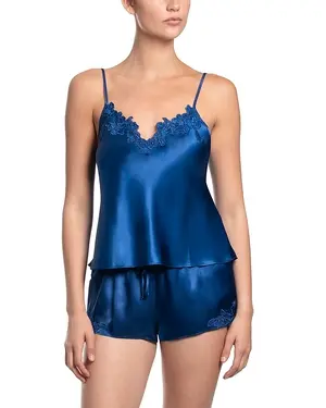 IN BLOOM BY JONQUIL Lace Trim Satin Cami & Shorts Pajama Set - Blue