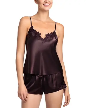 IN BLOOM BY JONQUIL Lace Trim Satin Cami & Shorts Pajama Set - Chocolate