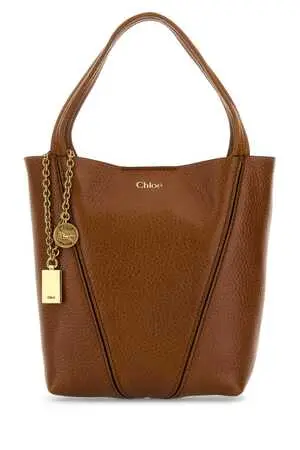 Chloé Leather Small Spin Shopping Bag - Brown