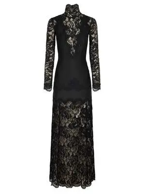 Rabanne Lace And Jersey Long Dress