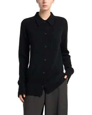 TOTEME Cashmere Button Front Shirt - Black