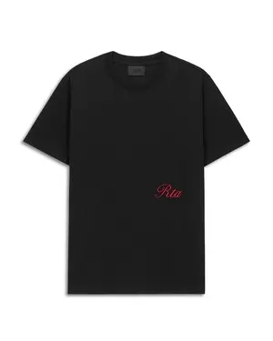 RtA Liam Script Short Sleeve Cotton Tee - Black Nif Script