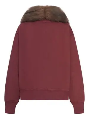 Prada Cotton Polo Sweater With Fur Collar