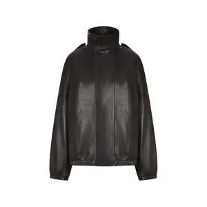 Saint Laurent Leather High Neck Jacket