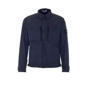 Stone Island Logo Overshirt - Blue