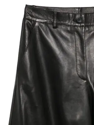 PAROSH Wide Leg Leather Trousers