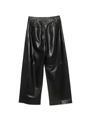 PAROSH Wide Leg Leather Trousers