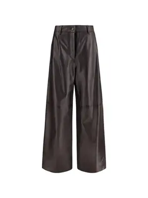 PAROSH Leather Trousers - Brown