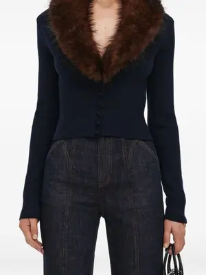 SELF-PORTRAIT Faux Fur Trimmed Cardigan