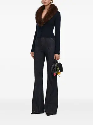 SELF-PORTRAIT Faux Fur Trimmed Cardigan