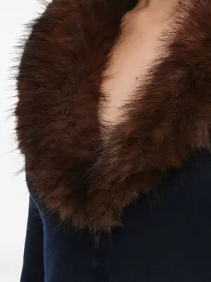 SELF-PORTRAIT Faux Fur Trimmed Cardigan