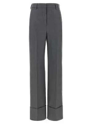 Valentino Garavani Virgin Wool Wide Leg Trousers - Gray