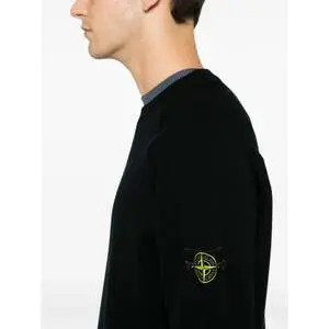 Stone Island Virgin Wool Blend Crew Neck Pullover