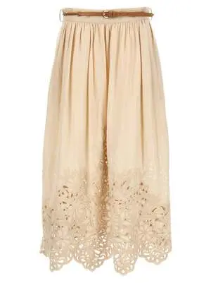 Zimmermann Wylie Embroidered Linen Skirt - Cream