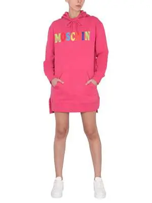 Moschino Dress With Multicolor Flocked Logo