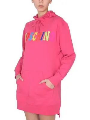 Moschino Dress With Multicolor Flocked Logo