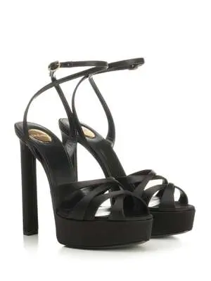 Saint Laurent Satin Crepe Chandelle Platform Sandals