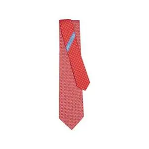 FERRAGAMO Gancini Geometric Silk Tie - Red