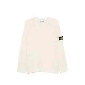 Stone Island Cotton Blend Crew Neck Pullover - Cream