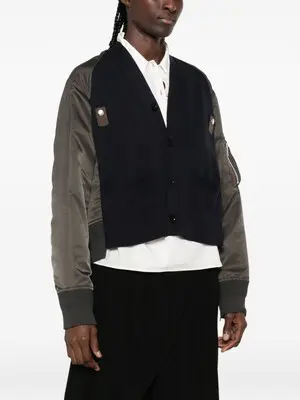 Sacai Cotton And Nylon Cardigan