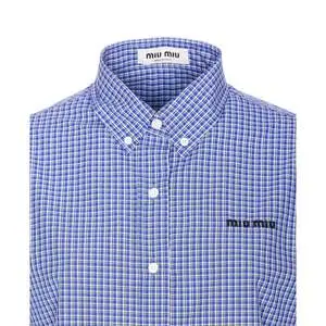 Miu Miu Check Print Logo Shirt