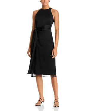RÓHE Round Neck Sleeveless Drape Detail Dress