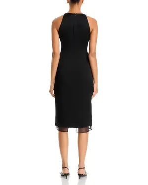 RÓHE Round Neck Sleeveless Drape Detail Dress