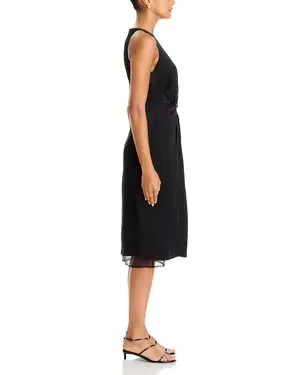 RÓHE Round Neck Sleeveless Drape Detail Dress