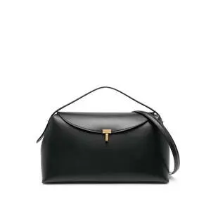 TOTEME Leather T-lock Shoulder Bag - Black