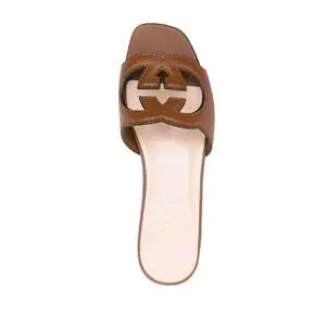 Gucci Smooth Leather Interlocking G Cut-out Sandals