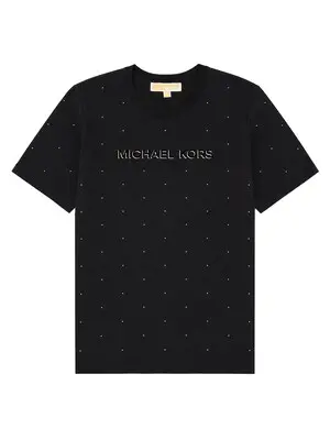 Michael Kors Logo And Rhinestone Embellished T-shirt