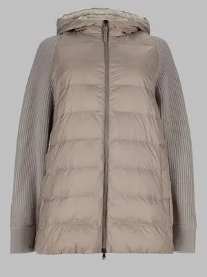 Brunello Cucinelli Nylon Puffer Jacket With Knit Sleeves
