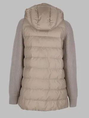 Brunello Cucinelli Nylon Puffer Jacket With Knit Sleeves