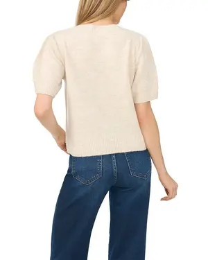 CECE DUPRAZ Flower Trim Crewneck Sweater