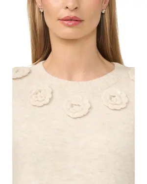 CECE DUPRAZ Flower Trim Crewneck Sweater