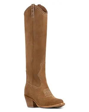 DONALD PLINER Leather Suede Western Boots - Saddle