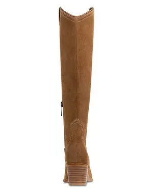 DONALD PLINER Leather Suede Western Boots - Saddle