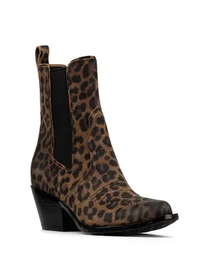 DONALD PLINER Leather Suede Western Chelsea Boots - Tobacco