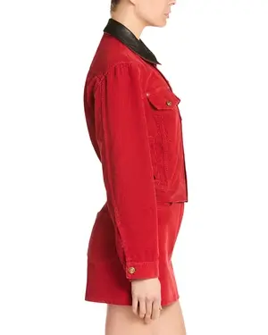 Versace Cotton Velvet Leather Collar Jacket