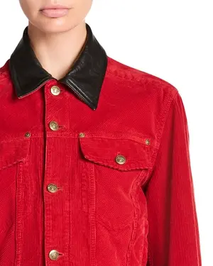 Versace Cotton Velvet Leather Collar Jacket
