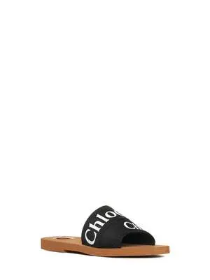 Chloé Woody Linen Flat Sandals