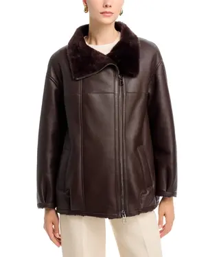 Herno Classic Shearling Zip Front Jacket