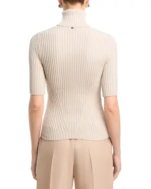 Herno Turtleneck Short Sleeve Rib Knit Wool Sweater