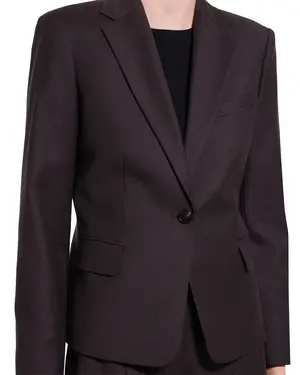 Theory One Button Slim Fit Wool Jacket - Cacao