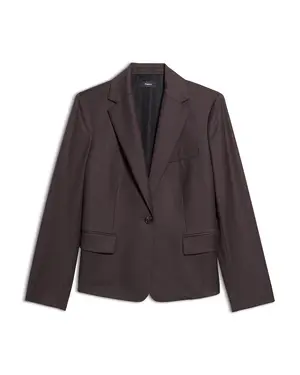 Theory One Button Slim Fit Wool Jacket - Cacao