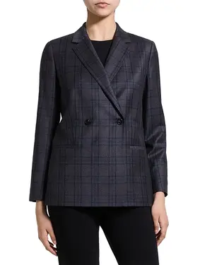 Theory Double-breasted Virgin Wool Blazer