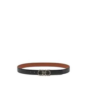 FERRAGAMO Gancini Buckle Reversible Leather Belt - Black