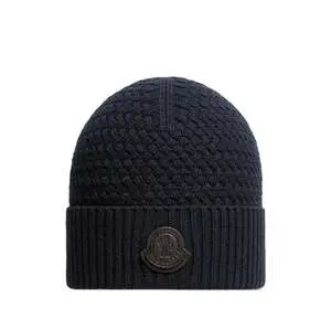 Moncler Cashmere And Virgin Wool Beanie - Blue