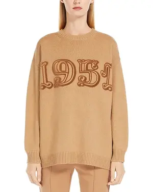 Max Mara Max Mara Fido Wool & Cashmere Crewneck Sweater Powder