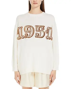 Max Mara Max Mara Fido Wool & Cashmere Crewneck Sweater White